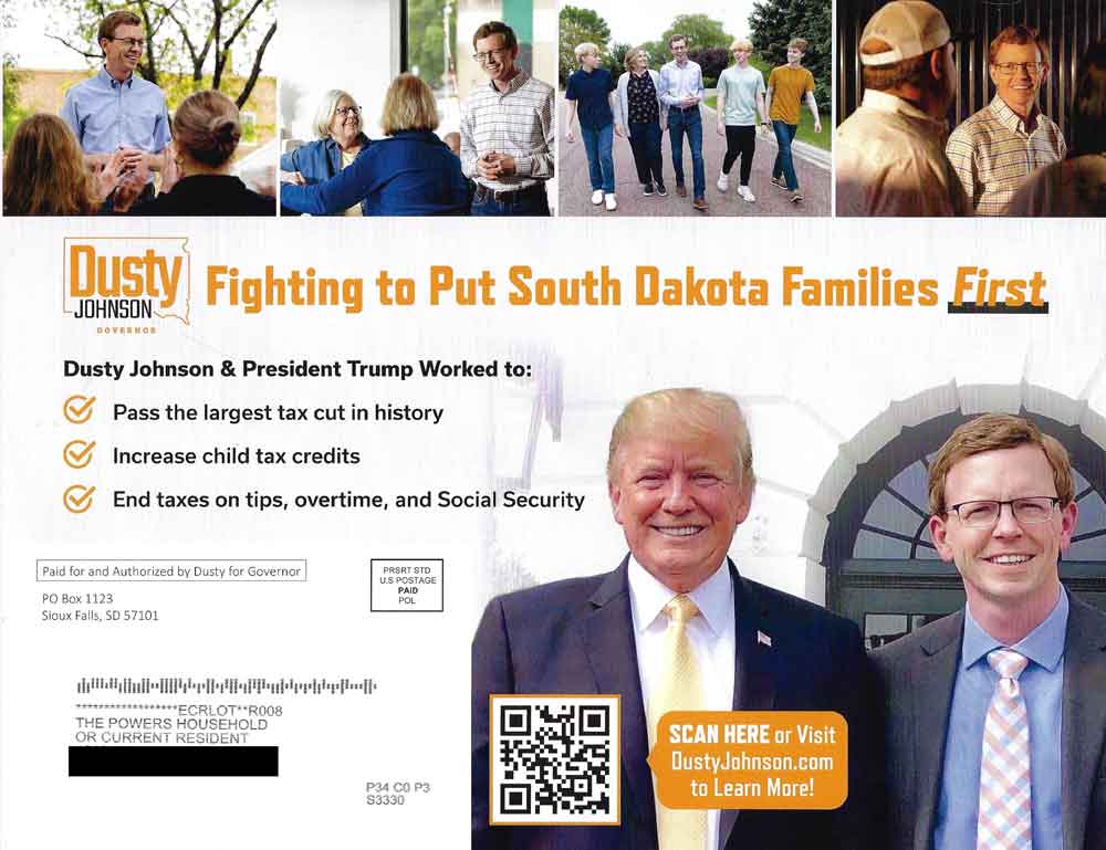 Dusty Johnson hits mailboxes with oversized flyer in race for Governor ...
